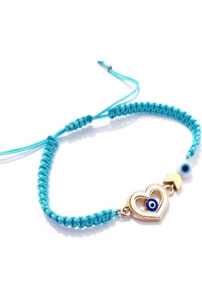 Funny Nazar Boncuklu Ok Şeklinde Hematit Taşlı Sedef Kalp Bileklik