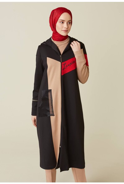 SETRMS Siyah Boydan Fermuarlı Kapişonlu Kap 2213129