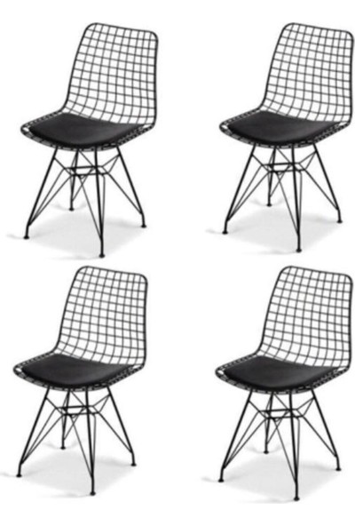 Trendy Assel Roma 4'lü Siyah Tel Sandalye- Mutfak Sandalyesi Trendy Assel Roma 4'lü Siyah Tel Sandalye- Mutfak Sandalyesi