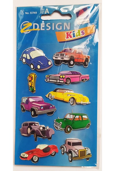 Avery 3D Kabartma Klasik Arabalar Sticker Seti 12X7,5CM
