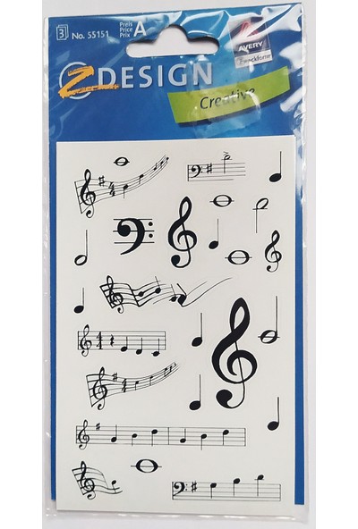 Avery Müzik - Notalar Sticker Seti - 3 Yaprak 12X7,5CM
