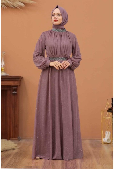 Neva Style Tesettürlü Abiye Elbise - Simli Pudra Tesettür Abiye Elbise 5501PD Neva Style Tesettürlü Abiye Elbise - Simli Pudra Tesettür Abiye Elbise 5501PD