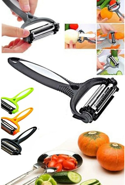 Yz Market Siyah Saplı Profesyonel 3 Başlı Jülyen Soyacak Paslanmaz Çelik Sebze Meyve Soyacağı