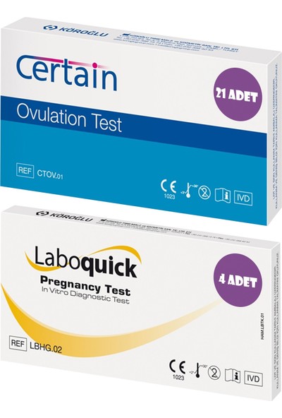 Certain Ovulasyon Testi 21 Adet + 4 Laboquick Hamilelik Testi (Aylık Paket) Certain Ovulasyon Testi 21 Adet + 4 Laboquick Hamilelik Testi (Aylık Paket)
