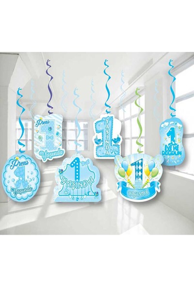 Papercraft 1 Yaş Doğum Günü 6'lı Tavan Süsü Mavi Papercraft 1 Yaş Doğum Günü 6'lı Tavan Süsü Mavi