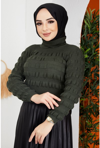İmaj Butik Burgu Desenli Boğazlı Tesettür Triko Kazak/haki İmaj Butik Burgu Desenli Boğazlı Tesettür Triko Kazak/haki