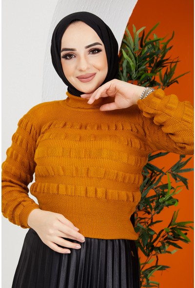 İmaj Butik Burgu Desenli Boğazlı Tesettür Triko Kazak/hardal İmaj Butik Burgu Desenli Boğazlı Tesettür Triko Kazak/hardal