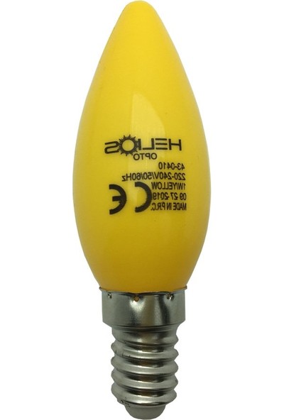 Helios 1W 20LM E14 Duylu LED Buji Ampul Sarı Renk Helios 1W 20LM E14 Duylu LED Buji Ampul Sarı Renk