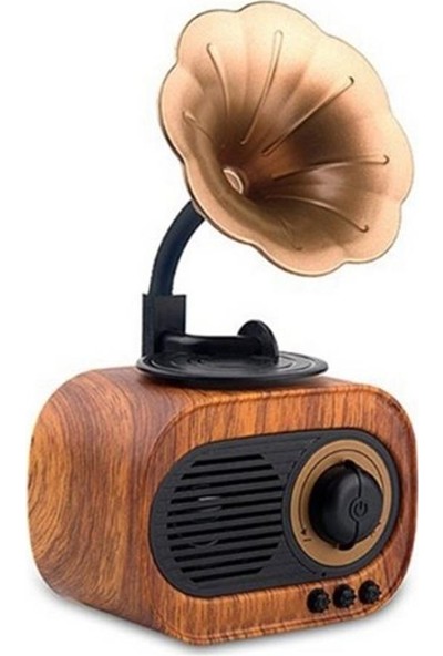 Nostaljik Mini Bluetooth/radyo/usb/sd Ahşap Gramofon Speaker