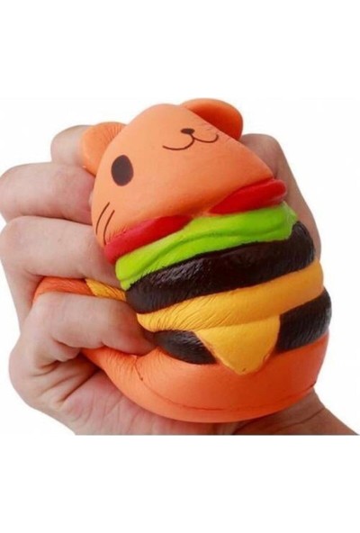 Kahraman Oyuncak Squishy Sevimli Hamburger Kedi Turuncu 9cm