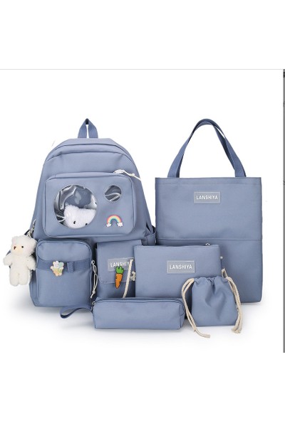 Incendio 2022 Yeni Okul Çantası Beş Parça Okul Çantası Kız Öğrenci Kore Versiyonu Taze ve Tatlı Sırt Çantası (Yurt Dışından) Incendio 2022 Yeni Okul Çantası Beş Parça Okul Çantası Kız Öğrenci Kore Versiyonu Taze ve Tatlı Sırt Çantası (Yurt Dışından)