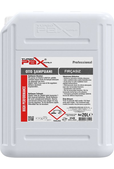 Turbopax Fırçasız Oto Şampuanı 20 lt
