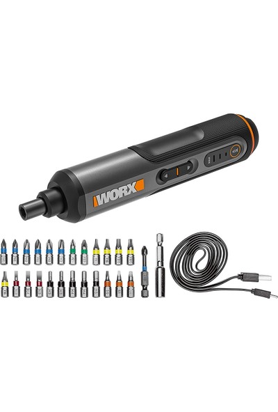 Worx WX240 4 Volt/1.5 Ah. Li-Ion Akıllı Şarjlı Tornavida + 26 Adet Bits Uç Worx WX240 4 Volt/1.5 Ah. Li-Ion Akıllı Şarjlı Tornavida + 26 Adet Bits Uç