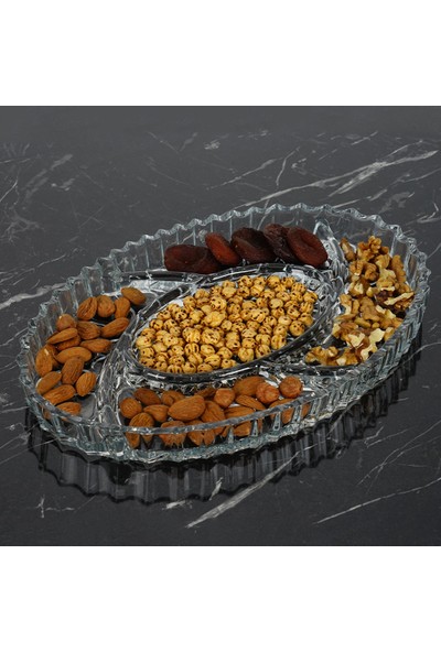 Bimbambom 5 Bölmeli Çerezlik, Kahvaltılık, Çerez Meyve Sunum Tabağı