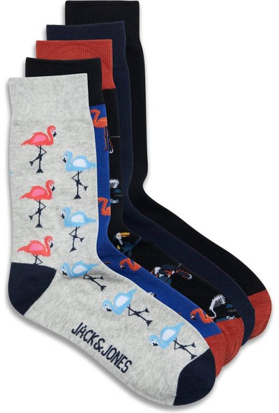 Jack & Jones 5'li Unisex Renkli Çorap - 12185834 Jack & Jones 5'li Unisex Renkli Çorap - 12185834