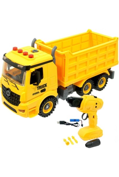 Can Oyuncak Engineering Series Kumandalı Şarjlı Sök Tak Iş Aracı ve Matkap Seti Bs-R1 1382-5 Kamyon