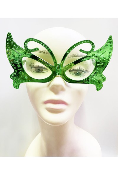 Samur Metalize Kelebek Şekilli Parlak Parti Gözlüğü Yeşil Renk 15X9 cm Samur Metalize Kelebek Şekilli Parlak Parti Gözlüğü Yeşil Renk 15X9 cm