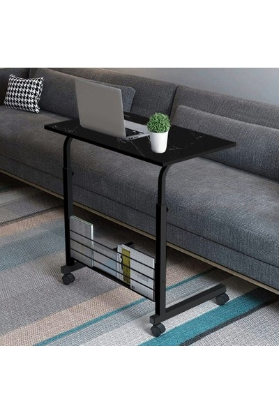 SC Dizayn Kitaplıklı ve Yükseklik Ayarlı Laptop Sehpası ve Çalışma Masası Mermer Tekerli SC Dizayn Kitaplıklı ve Yükseklik Ayarlı Laptop Sehpası ve Çalışma Masası Mermer Tekerli