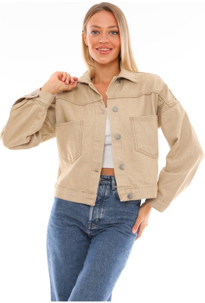 Modesta Kadın Crop Denim Ceket