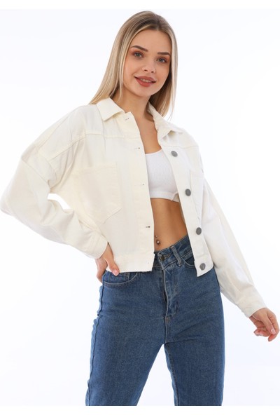 Fav Style Kadın Crop Denim Ceket Fav Style Kadın Crop Denim Ceket