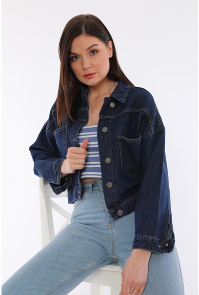 Fav Style Kadın Crop Denim Ceket Fav Style Kadın Crop Denim Ceket