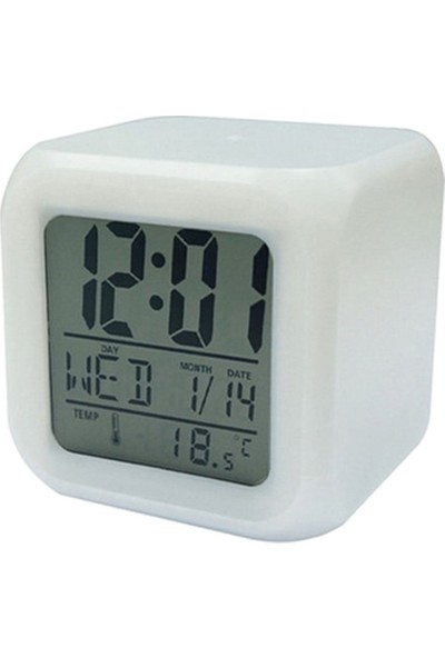 Kastore 7 Renk Değiştiren Alarmlı Dijital Küp Saat