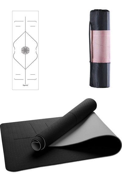 Gymo Hizalamalı 6mm Tpe Yoga Matı Pilates Minderi Siyah