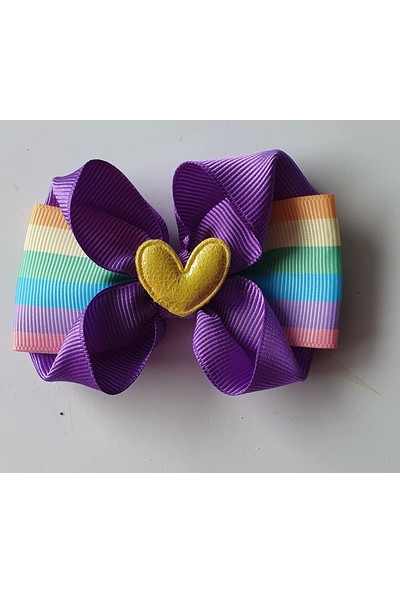 Butik Alben Çocuk Mor Çizgili Sarı Kalpli Saç Tokası…