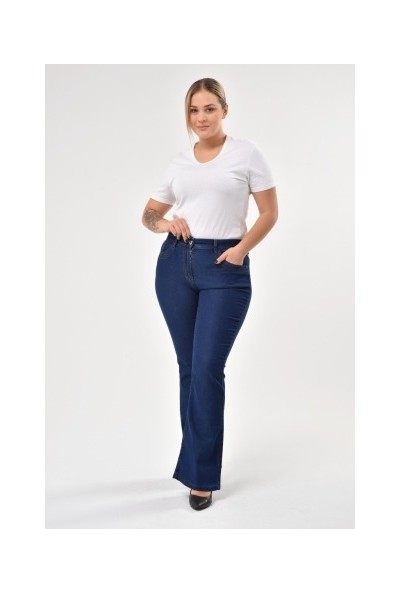 Era Lisa İspanyol Paça Likralı Büyük Beden Jeans Pantolon