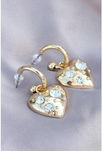 Clariss Zirkon Taşlı Gold Renk Kalp Model Küpe Clariss Zirkon Taşlı Gold Renk Kalp Model Küpe