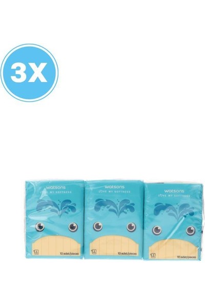 Watsons Mını Hankıes 3 Ply 10SX6 -Whale 3'lü