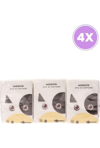 Watsons Mını Hankıes 3 Ply 10SX6 -Cow x 4'lü