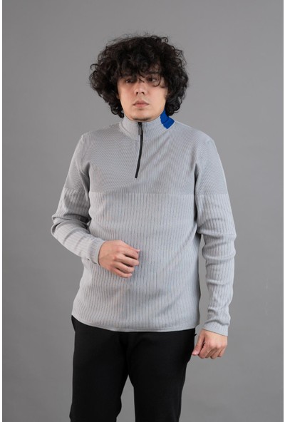 Akçaylar Fermuar Yaka Yarım Balıkçı Likralı Erkek Sweatshirt