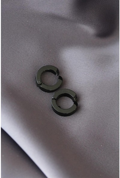 Moco Siyah Halka Model Sıkıştırmalı Çelik Küpe