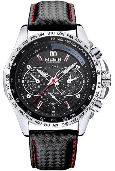 Megır 1010G Erkek Saat Spor Saat Sahte Üç Gözlü Aydınlık Erkek Saat (Yurt Dışından)