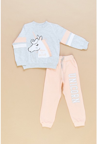 FullaModa Unicorn Baskılı Paçası Lastikli Çocuk Jogger Eşofman Takımı FullaModa Unicorn Baskılı Paçası Lastikli Çocuk Jogger Eşofman Takımı
