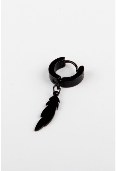 Takıconcept Erkek Siyah Renk Yaprak Figürlü Sallantılı Çelik Halka Küpe Takıconcept Erkek Siyah Renk Yaprak Figürlü Sallantılı Çelik Halka Küpe