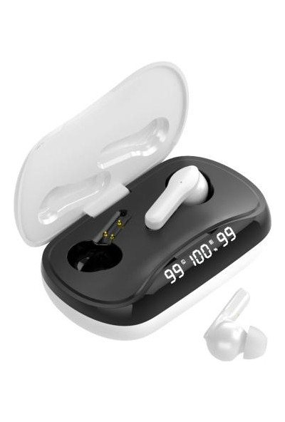 Sarftech TWS-210 Siyah Kablosuz LED Şarj Göstergeli Bluetooth Kulaklık Beyaz