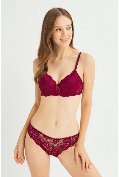 Cansoy Dantelli Destekli Bordo Sütyen Takımı (122TK) Cansoy Dantelli Destekli Bordo Sütyen Takımı (122TK)