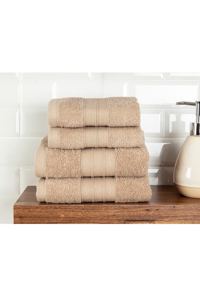 Madame Coco Fabrice Düz 4'Lü Havlu Seti - Bej Madame Coco Fabrice Düz 4'Lü Havlu Seti - Bej