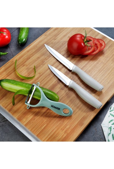 Schafer Helfer 3'lü Soyucu Bıçak Seti 3 Parça Bej