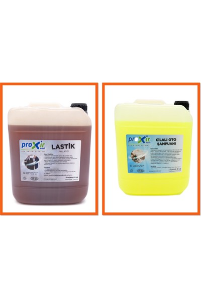 Proxir Wash 2'li Set Lastik Parlatıcı ve Cilalı Oto Şampuanı 5+5 kg Proxir Wash 2'li Set Lastik Parlatıcı ve Cilalı Oto Şampuanı 5+5 kg