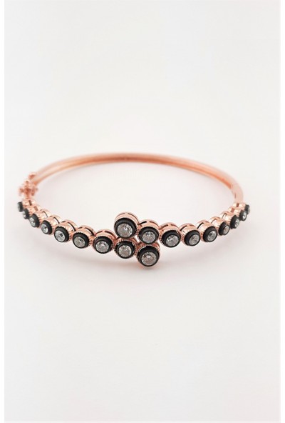 Besim Silver Kıvrımlı Model Elmas Montür Gümüş Bilezik