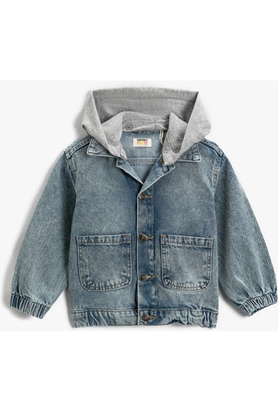 Koton Çıkarılabilir Kapşonlu Kot Ceket Pamuklu Beli ve Kolu Lastikli Koton Çıkarılabilir Kapşonlu Kot Ceket Pamuklu Beli ve Kolu Lastikli