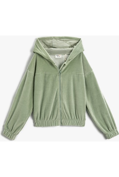 Koton Havlu Kumaşlı Kapşonlu Sweatshirt Fermuarlı Uzun Kollu Pamuklu Koton Havlu Kumaşlı Kapşonlu Sweatshirt Fermuarlı Uzun Kollu Pamuklu