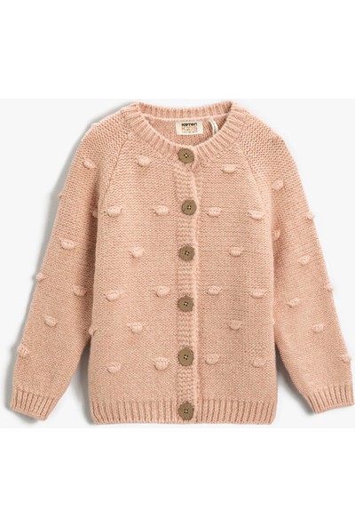 Koton Uzun Kollu Triko Hırka Ahşap Düğmeli