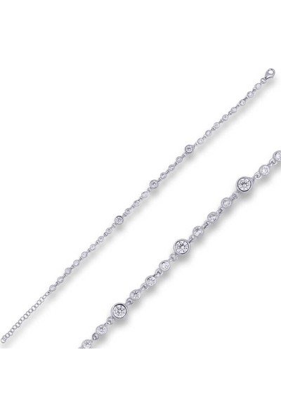 Gumush Gümüş Zirkon Taşlı Bayan Bileklik