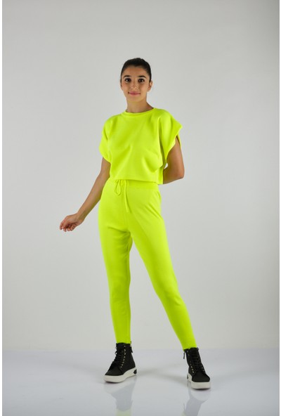 Rugu Bisiklet Yaka Yarasa Kol Sarı Kadın Takım PNK3095