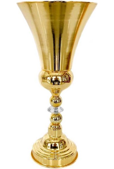 Tofipa Shop Tofipashop 34CM Metal Boncuklu Gold Vazo Dekoratif Vazo