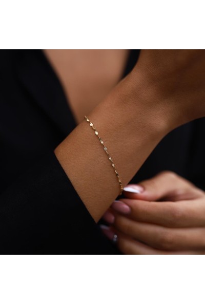 13 Ayar Altın Kalemli Boomerang Bileklik